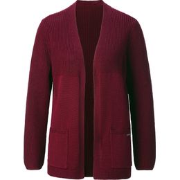 CR&Eacute;ATION L Damen Strickjacke in langer, offener Form dunkelrot Gr&ouml;&szlig;e 38