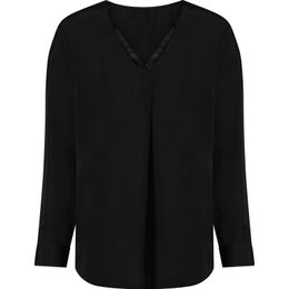 Heine Damen Schlupfbluse mit Satin am V-Ausschnitt schwarz Größe 50