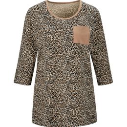 feel good Damen Longshirt sand-schwarz-bedruckt Größe 36/38
