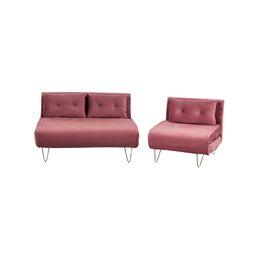 Beliani 2-tlg 3-Sitzer Sofa VESTFOLD in Rosa/Gold | Gr.: onesize