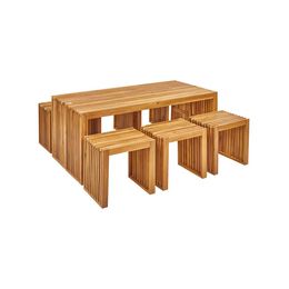 Beliani 8-tlg Gartentisch Set BELLANO in Braun | Gr.: onesize