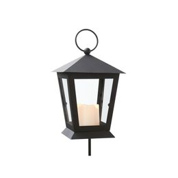 STAR TRADING LED Laterne Grablicht mit Kerze und Erdspie&szlig; H: 40cm schwarz | Gr.: onesize