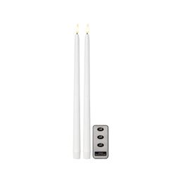 STAR TRADING LED Stabkerze Flamme Slim 2er-Set aus Wachs in Weiß | Gr.: onesize