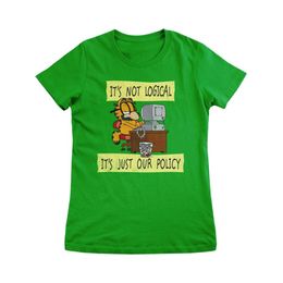 GARFIELD Shirt "It's Not Logical It's Just Our Policy Girly Tee" in Grün | Gr.: M