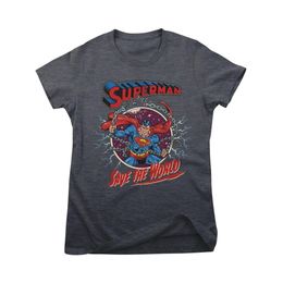 Shirt "Superman Save The World Girly Tee" in Grau | Gr.: M