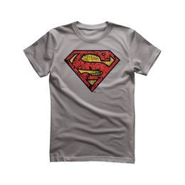 T-Shirt "Superman Mash-Up Shield T-Shirt" in Grau | Gr.: M