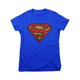 Shirt "Superman Mash-Up Shield Girly Tee" in Blau | Gr.: XL