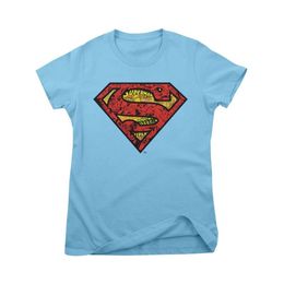 Shirt "Superman Mash-Up Shield Girly Tee" in Blau | Gr.: M