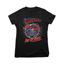 Shirt "Superman Save The World Girly Tee" in Schwarz | Gr.: L