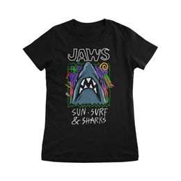 Shirt "JAWS Sun Surf & Sharks Girly Tee" in Schwarz | Gr.: XXL