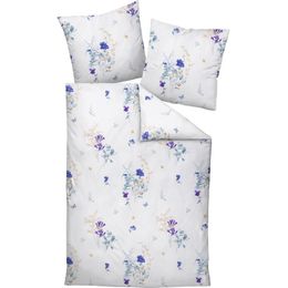Janine Mako-Satin Bettw&auml;sche in lila-petrol-natur | Gr.: 155 x 220 + 80 x 80 cm