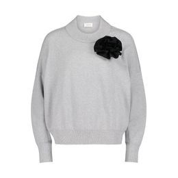 Cartoon Strickpullover mit Rundhalsausschnitt in Hellgrau | Gr.: 44