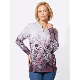 WITT WEIDEN Langarm-Shirt in grau-bordeaux-bedruckt | Gr.: 40