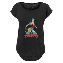 F4NT4STIC Long Cut T-Shirt Wonder Woman Be The Hero in schwarz | Gr.: XS