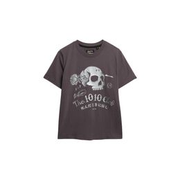 Superdry & Co T-Shirt 'Super Skull' Damen Gr&ouml;&szlig;e L stone / dunkelgr&uuml;n