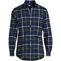 LANDS' END Flanellhemd, Classic Fit, Herren,  Blau, Baumwolle, by Lands' End