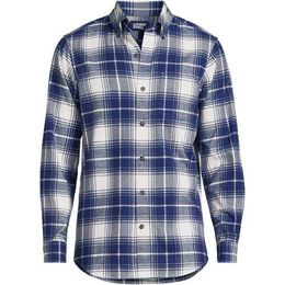 LANDS' END Flanellhemd, Classic Fit, Herren,  Wei&szlig;, Baumwolle, by Lands' End