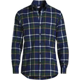 LANDS' END Flanellhemd, Classic Fit, Herren,  Blau, Baumwolle, by Lands' End