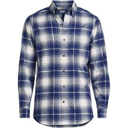 LANDS' END Flanellhemd, Classic Fit, Herren,  Wei&szlig;, Baumwolle, by Lands' End