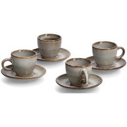 zeller PRESENT Espressotasse spülmaschinengeeignet, 8-teilig (4 Tassen, 4 Untertassen) taupe