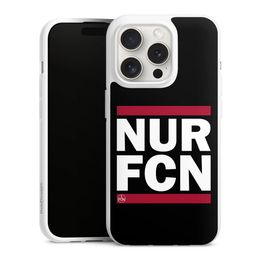 DeinDesign iPhone 15 Pro Handy Silikon Hülle Case weiß Handyhülle 1. Fcn 1. Fc Nürnberg Statement Silikon Case