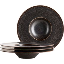 Mäser Pastateller MÄSER "Gourmetteller Powerful, aus Porzellan", schwarz, H:4cm Ø:25cm, Porzellan, Speiseteller, Geschirr-Set, Teller-Set