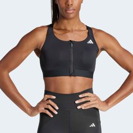 Sport-BH adidas Performance "PWRCT MS ZIP", Damen, Gr. M, Cup A/B, schwarz, Obermaterial: 89% Polyester, 11% Elasthan, BHs