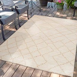 Outdoorteppich Carpet City "PALM3526", beige (creme), B:60cm H:5mm L:110cm, Polypropylen, Teppiche, Wetterfest & UV-beständig, für Balkon, Terrasse, Küche, flach gewebt