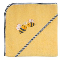 Wörner Kapuzenhandtuch WÖRNER "Bienen", gelb, B:100cm L:100cm, Frottee, Frottee, Handtücher, mit Kapuze, maschinenwaschbar, trocknergeeignet