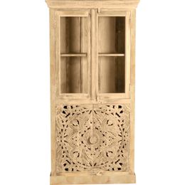 Vitrine Sit "Lakadee", beige (natur), B:90cm H:180cm T:45cm, Massivholz, Recyceltes Altholz, Schränke