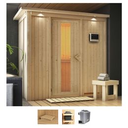 Sauna Karibu "Vada", beige (naturbelassen), Saunaofen, externe Steuerung, 9 kW, Saunen, Ofen 9 KW externe Strg easy