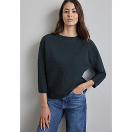 3/4-Arm-Shirt Street One, Damen, Gr. 38, grün (cool vintage grün), Jersey, Obermaterial: 90% Baumwolle, 8% Polyester, 2% Elasthan, Strukturmuster, unifarben, Rundhals, Shirts, mit Strukturmuster