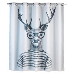 Duschvorhang Wenko "Mr. Deer", weiß, B:200cm H:180cm, Polyester, Duschvorhänge, Höhe 180 cm