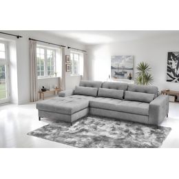 Ecksofa exxpo - SOFA FASHION "Bonito, mit R&uuml;cken- und Sitztiefenverstellung, inkl. Bett & Bettkasten", grau, B:260cm H:85cm T:176cm, Sofas, Ecksofa, Sitztiefenverstellung,H&ouml;henverstellung
