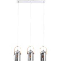 Näve NÄVE Pendelleuchte "Vidrio", beige (chromfarben, silberfarben, natur), 3, Ø 11,5cm H: 141cm, 1 Stk., Leuchten, E27 max. 40W, silber/verspiegelt/natur/chrom/rauchglas, Designlampe