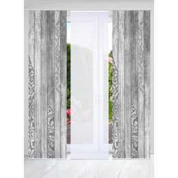 Schiebegardine HOME IN GREEN "LEGNO" Gr. 1, grau, B:60cm H:245cm, Polyester, Gardinen, SET DIGITALDRUCK,BAMBUSOPTIK RECYCELT