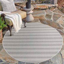 Outdoorteppich Carpet City "PALM3471", grau (anthrazit), H:5mm Ø:120cm, Polypropylen, Teppiche, Wetterfest & UV-beständig, für Balkon, Terrasse, Küche, flach gewebt