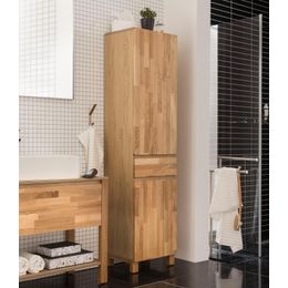 Hochschrank Home Affaire "Kaika", braun (eichefarben, eiche massiv), B:40cm H:170cm T:35cm, Schränke, Breite 40 cm