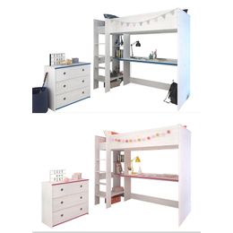 Jugendzimmer-Set Parisot "Smoozy_29", weiß (kiefer, weiß, nachbildung), B:108cm H:180cm T:206cm, Spanplatte, Schlafzimmermöbel-Sets