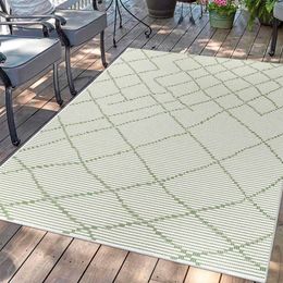 Outdoorteppich Carpet City "PALM3526", grün, B:60cm H:5mm L:110cm, Polypropylen, Teppiche, Wetterfest & UV-beständig, für Balkon, Terrasse, Küche, flach gewebt