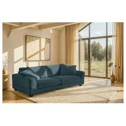 3,5-Sitzer Home Affaire "Parennes", blau (azur), B:256cm H:78cm T:105cm, 92% Polyester, 8% Nylon, Sofas, mit attraktivem Cord-Stoff, mit Kaltschaum