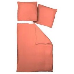 Bettw&auml;sche ADAM "Uni Collection light", orange, B/L: 155cm x 200cm, 1 Stk., 1 Stk., Renforc&eacute;, B/L: 80cm x 80cm, 2 Stk., Renforc&eacute;, Obermaterial: 100% Baumwolle, Bettw&auml;sche, Bettw&auml;sche, aus 100 % Bio-Baumwolle, 2 teilig - Bettw&auml;sche Set