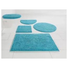 Badematte my home "Maren, Badvorleger, Badezimmer Teppich" Gr. 8, blau (türkis), H:15mm, Baumwolle, Badematten, Bio-Baumwolle, Badteppich, Badematten auch als 3 teiliges Set