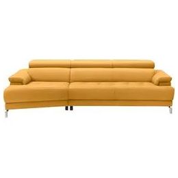 Ecksofa Egoitaliano "Soul, extravagantes Designsofa, Megasofa, super bequem, tolle Details", gelb, B:246cm H:99cm T:140cm, Leder »BULL« (echtes Rindsleder). Geschliffenes, pigmentiertes und behandeltes Rindsleder mit einer Dicke von 1, 3-1, 5 mm. Dieses Leder zeigt eine ziemlich weiche Hand mit einem halb undurchsichtigen Aussehen. Es handelt sich um ein geschütztes Leder. Eine leichte Deckschicht