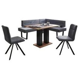 Eckbankgruppe MASSIVLINE & MORE "Martina", blau (spanplatte, metall, mercury 121 blaugrau, blau, grau, schwarz), T:65cm, Holzwerkstoff, Massivholz, Polyester, Sitzmöbel-Sets, frei im Raum stellbar
