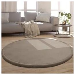 Teppich Paco Home "Tatami 475", beige, H:24mm Ø:200cm, Polyester, Teppiche, Kurzflor, Uni Farben, mit Memory Foam, waschbar