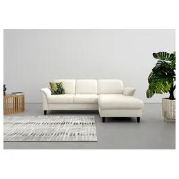 Sit & More Ecksofa SIT & MORE "Maggiore L-Form", grau (grau, weiß), B:258cm H:88cm T:173cm, 95% Polyester, 5% Polyamid, Sofas, wahlweise mit Kopfteilverstellung, Bettfunktion und Bettkasten