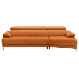 Ecksofa Egoitaliano "Soul, extravagantes Designsofa, Megasofa, super bequem, tolle Details", orange, B:246cm H:99cm T:140cm, Leder »BULL« (echtes Rindsleder). Geschliffenes, pigmentiertes und behandeltes Rindsleder mit einer Dicke von 1, 3-1, 5 mm. Dieses Leder zeigt eine ziemlich weiche Hand mit einem halb undurchsichtigen Aussehen. Es handelt sich um ein geschütztes Leder. Eine leichte Deckschic