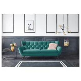 3-Sitzer 3C Candy "Beatrice, extravagantes Megasofa, bequem, Küchensofa", grün (dunkelgrün), B:225cm H:94cm T:95cm, Samt-Optik (100% Polyester), Sofas, mit Rückensteppung im Rautenmuster, Samt Optik, auch in Fellimitat