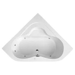 Whirlpool-Badewanne Ottofond "Lucia", weiß, B:140cm H:40,5cm L:140cm T:140cm, Sanitäracryl, Badewannen, Typ 1, chrom